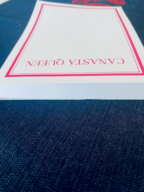 Canasta themed Notepad with Red Border-CANASTA QUEEN – Dezyne by ilysa